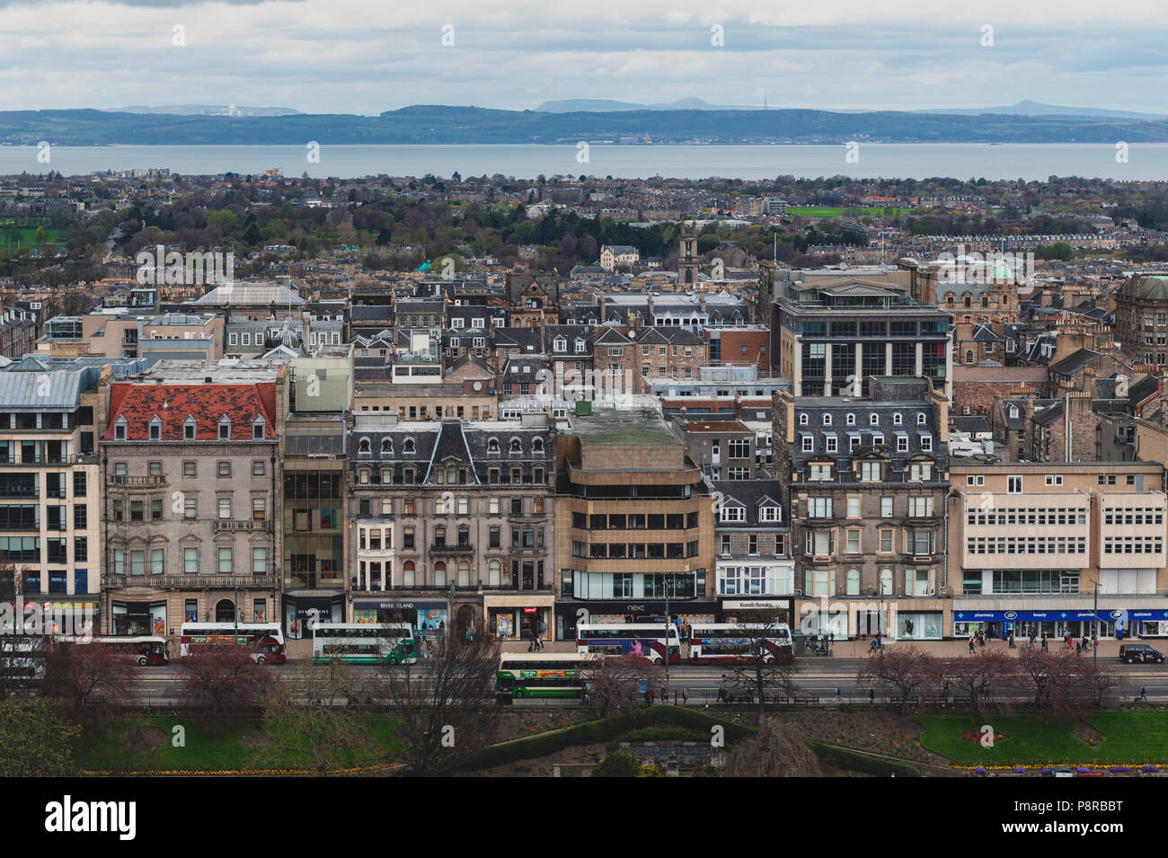 Cityscape of old town Edinburgh with classic Scottish buildings on ...