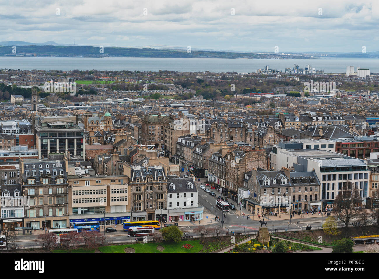 Cityscape of old town Edinburgh with classic Scottish buildings on ...