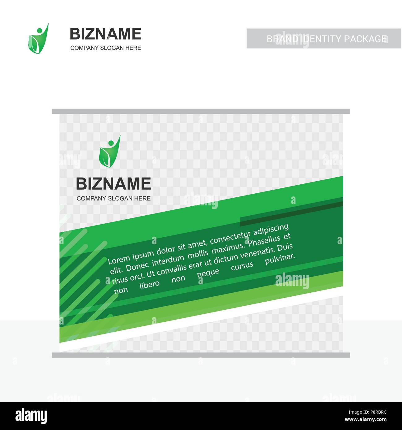 Company advertisment banner with green theme with nature logo. For web ...