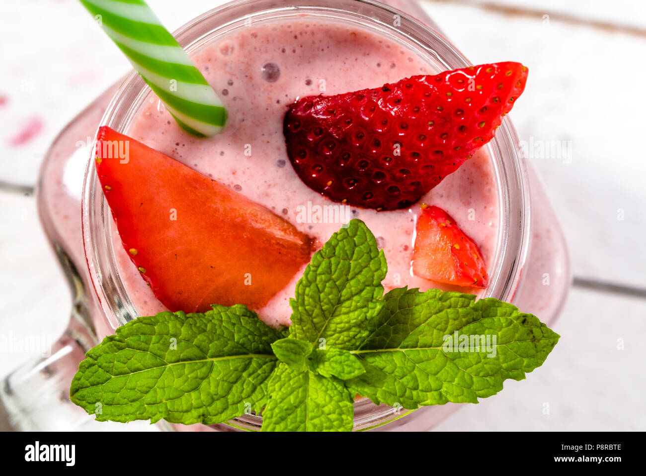 Healthy smoothie with strawberries, shake with fresh strawberry Stock ...