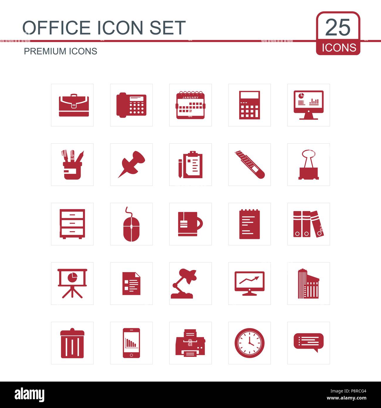 Office icons set vector. For web design and application interface, also ...