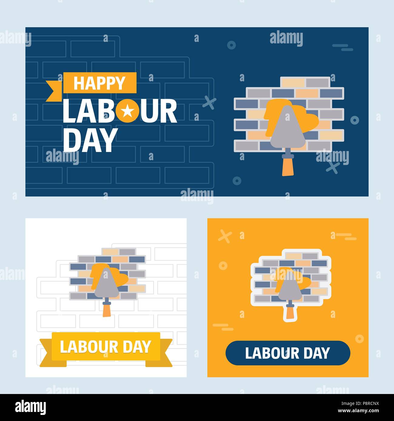 Happy Labour day design with yellow and blue theme vector with ...