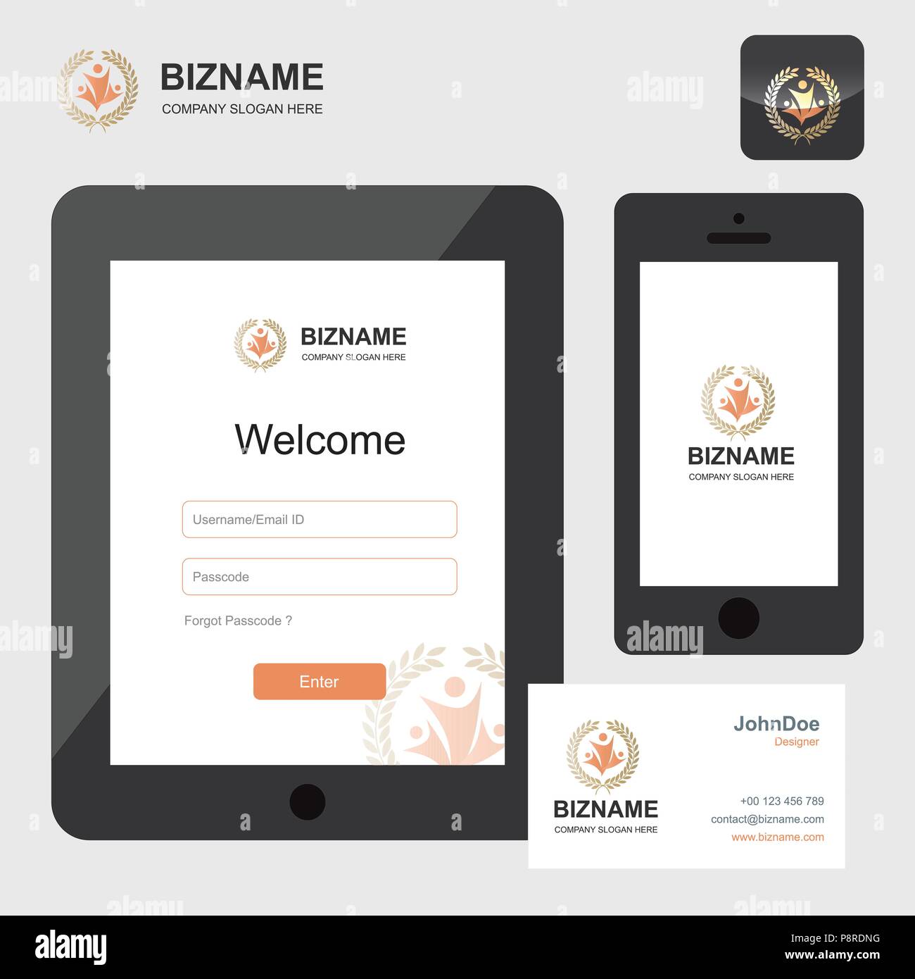 Company Application design with logo and company theme vector. For web ...