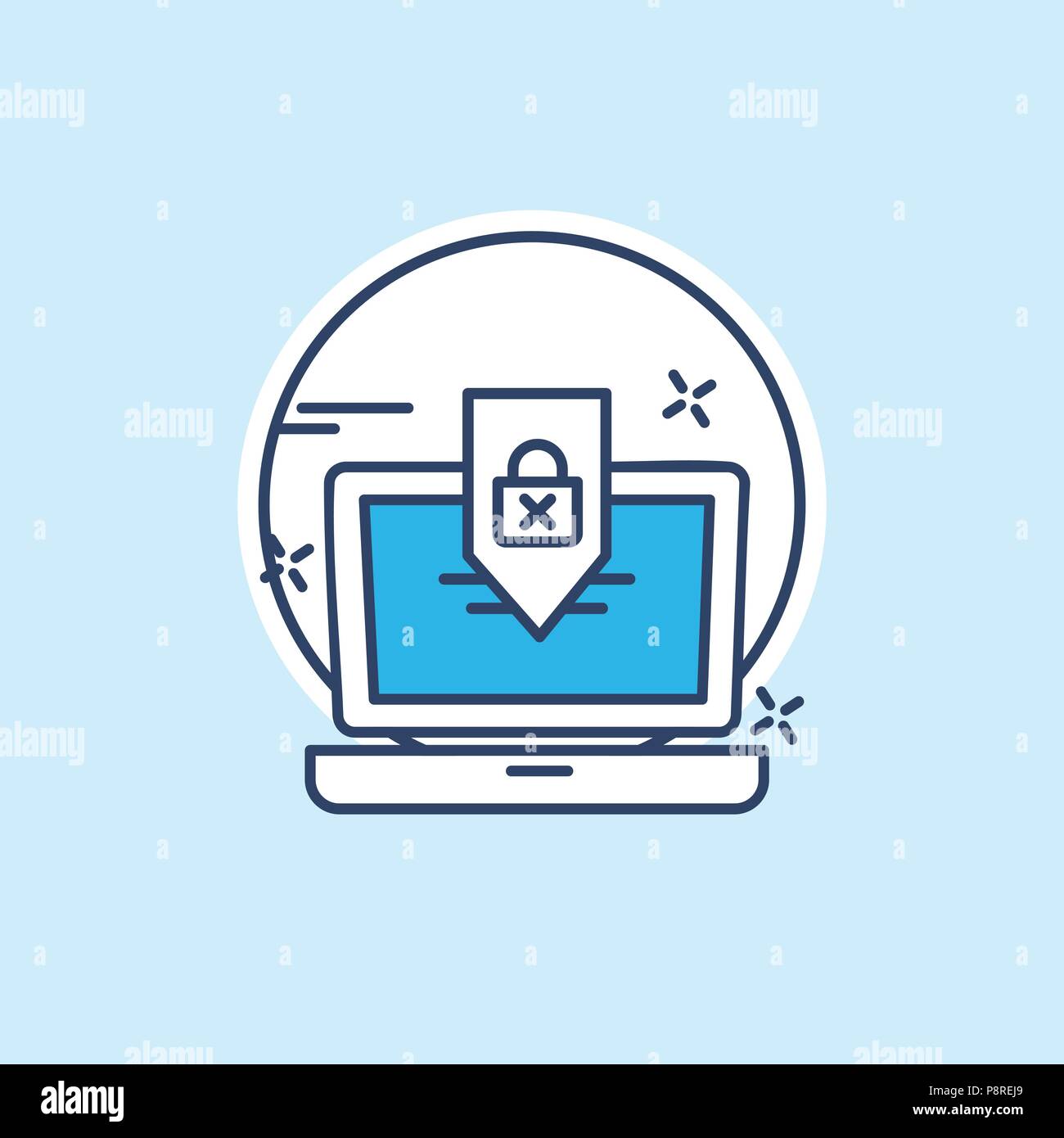 Cyber security icon with light blue background vector. For web design ...