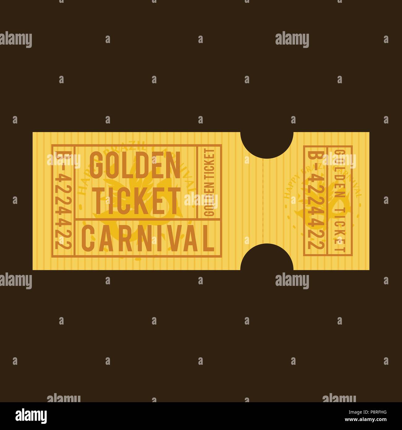 Happy Brazilian Carnival Day. Golden carnival ticket on brown ...