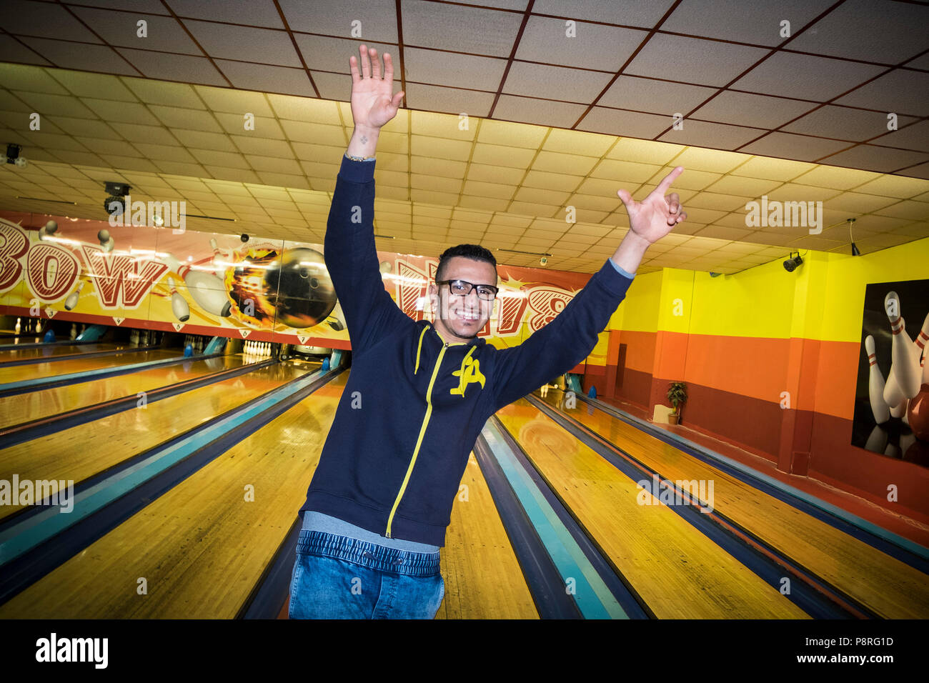 Italy,Vigevano,bowling club,Egyptian boys during an evening of leisure ...