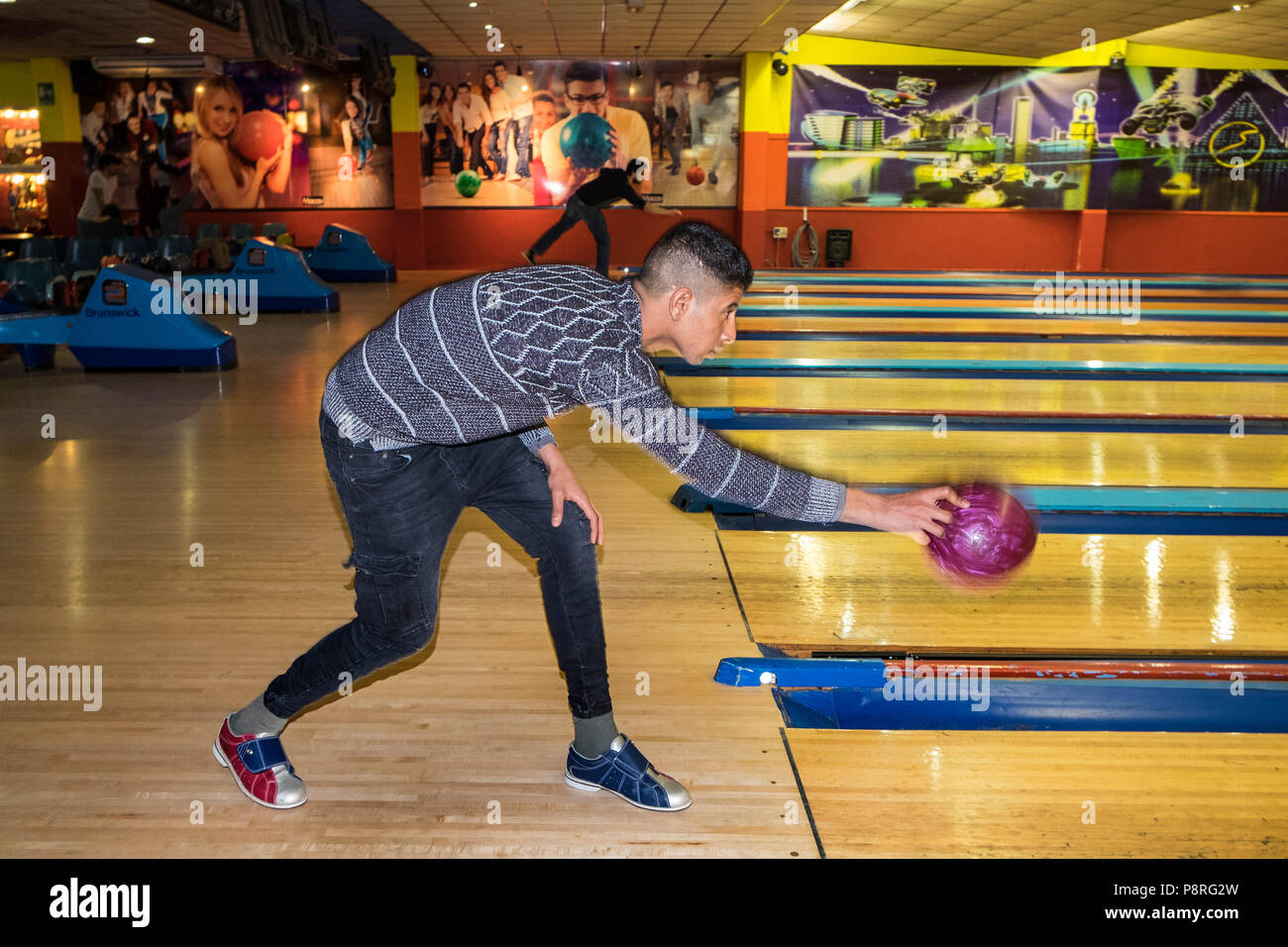Italy,Vigevano,bowling club,Egyptian boys during an evening of leisure ...