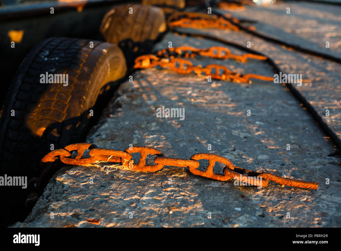 Old ropes rust on old ship. Rope sling Stock Photo - Alamy