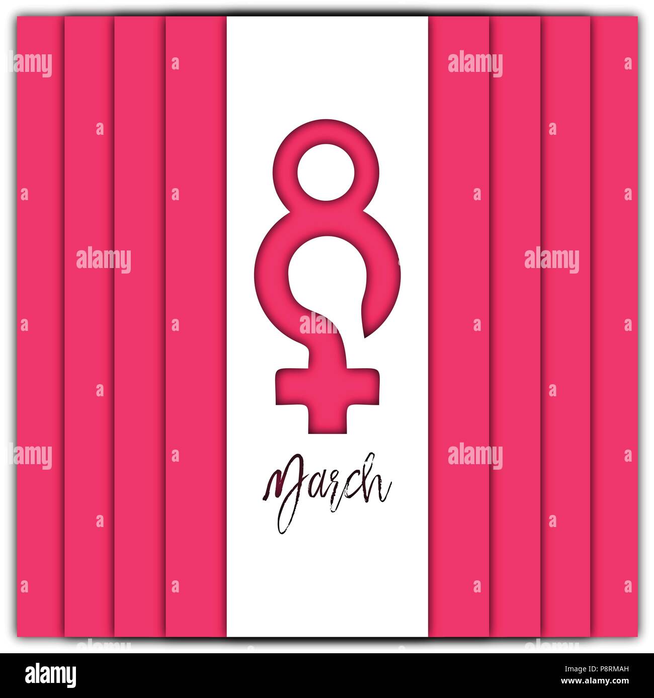 8 march typography with pink pattern background. For web design and ...