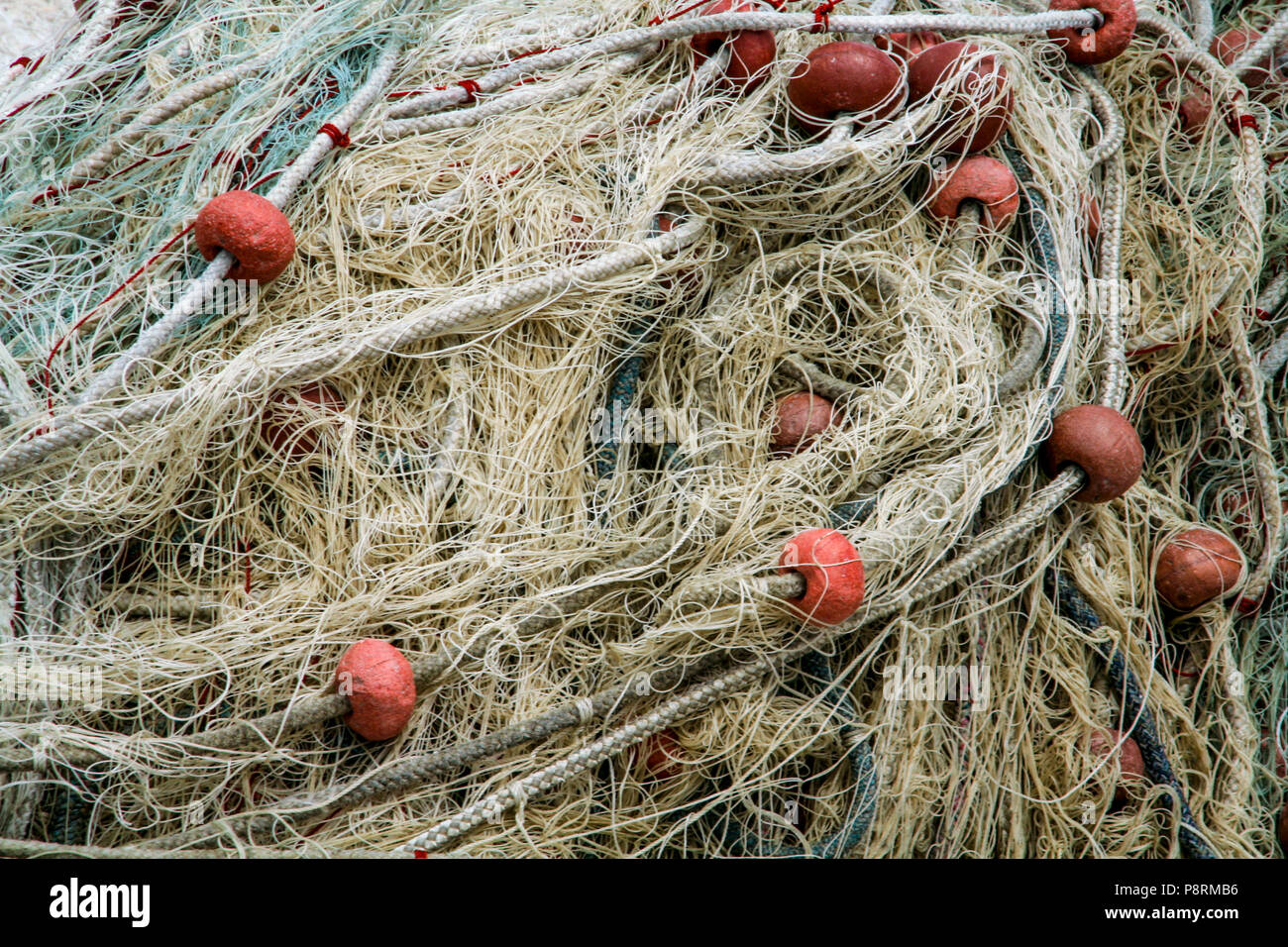 White fishing net after fishing, close-up Stock Photo - Alamy