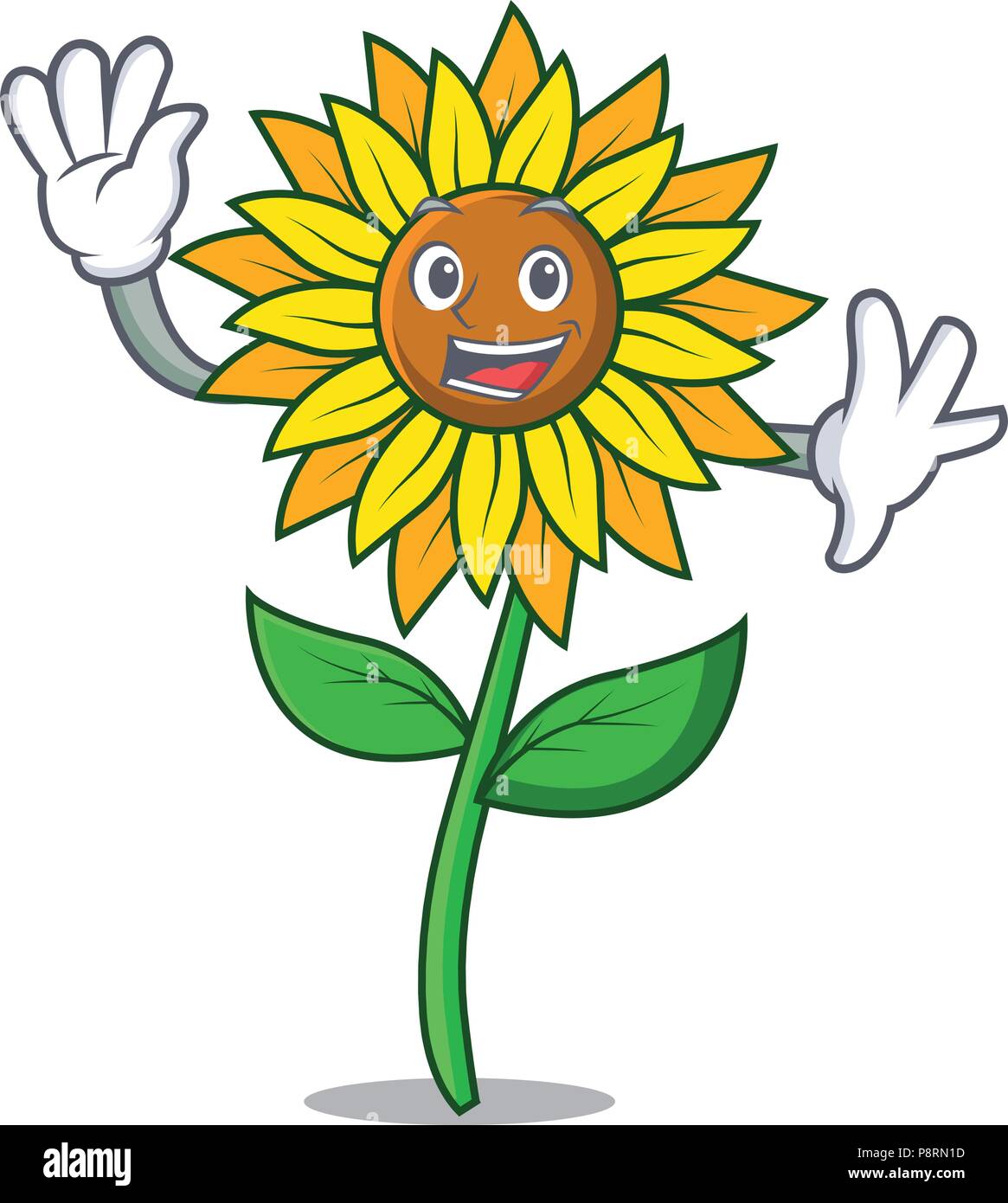 Waving sunflower character cartoon style Stock Vector Image & Art - Alamy