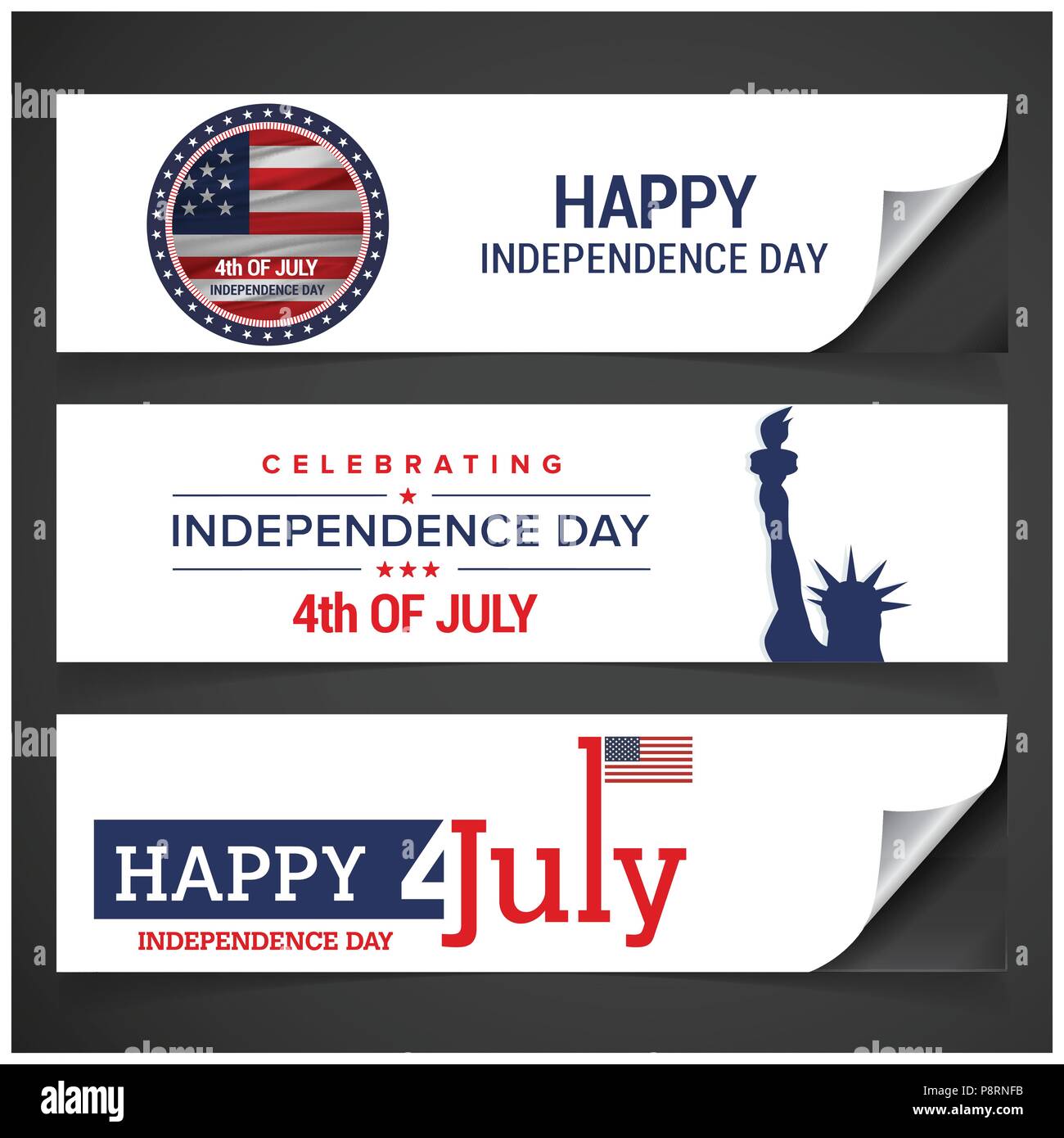 Independence day background and badge logo with US flag. For web design ...