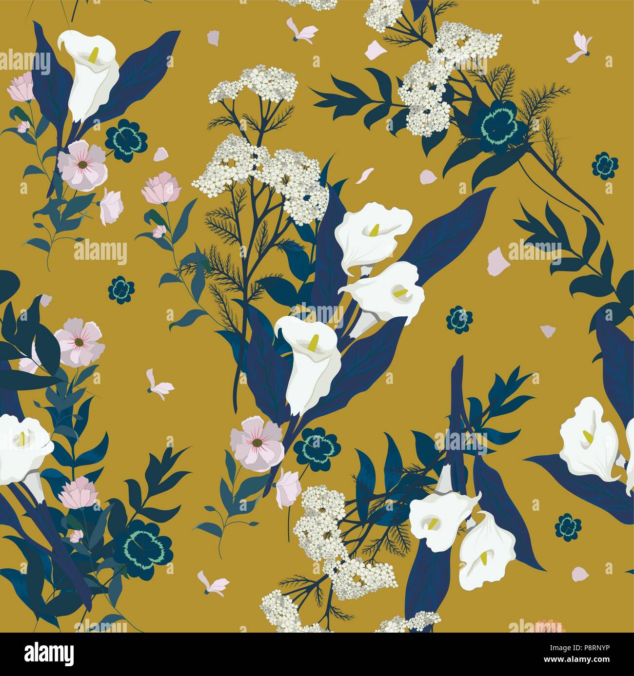 Seamless vector floral pattern with wild flowers Stock Vector Image ...