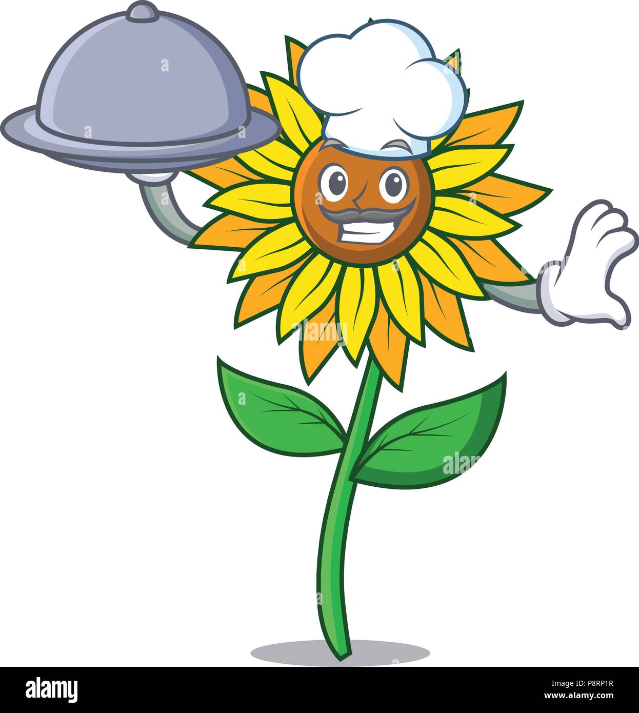 Chef with food sunflower mascot cartoon style Stock Vector Image & Art ...