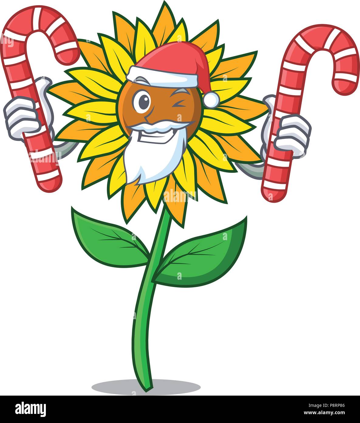 Santa with candy sunflower mascot cartoon style Stock Vector Image ...