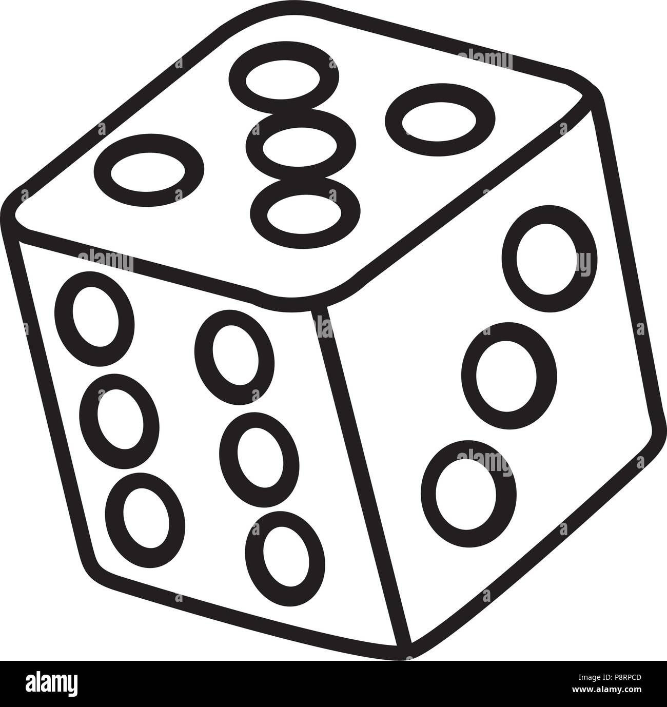 line casino cube dice play numbers vector illustration Stock Vector ...