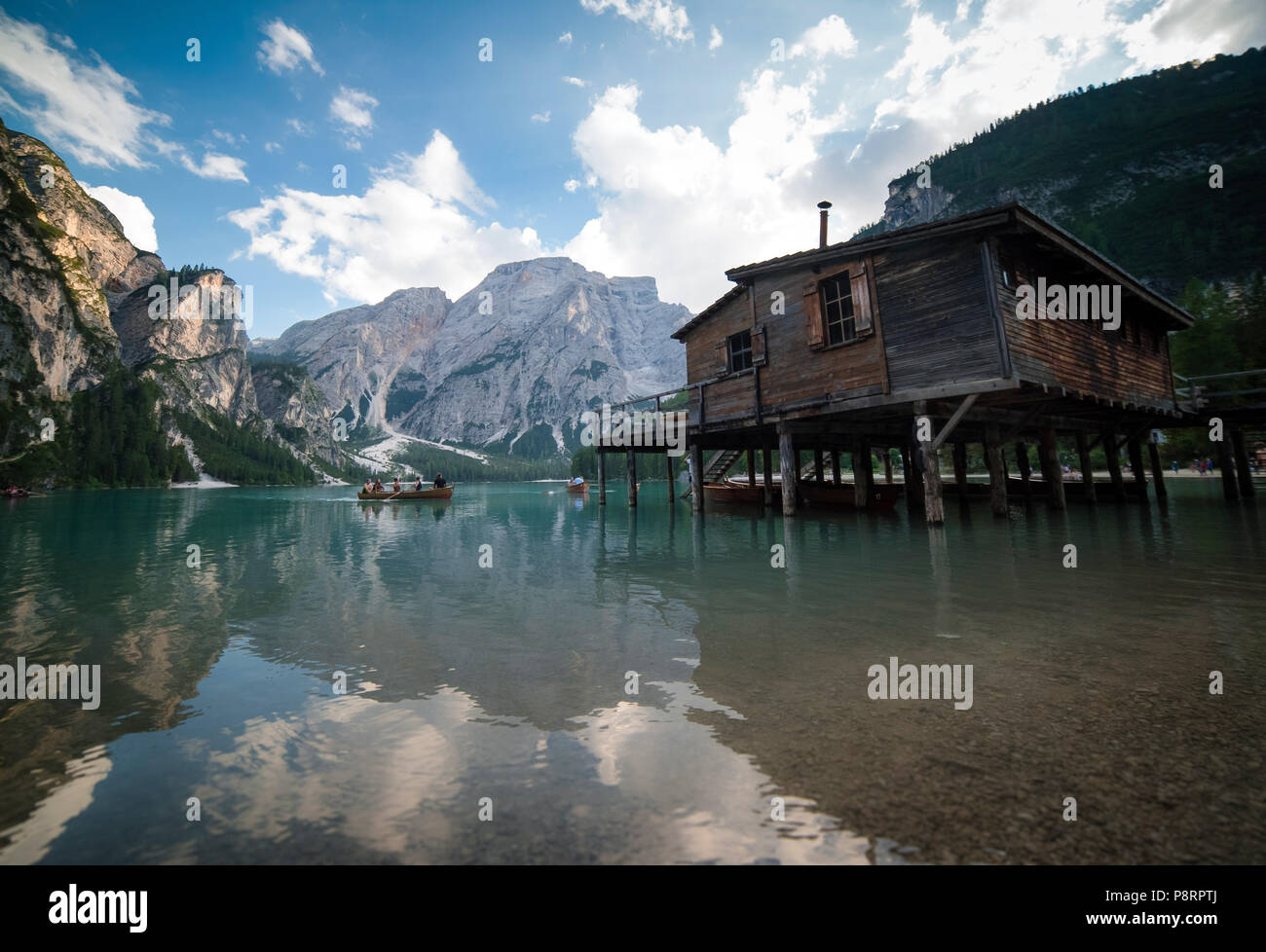 Lake braies with a rowing boat hi-res stock photography and images - Alamy