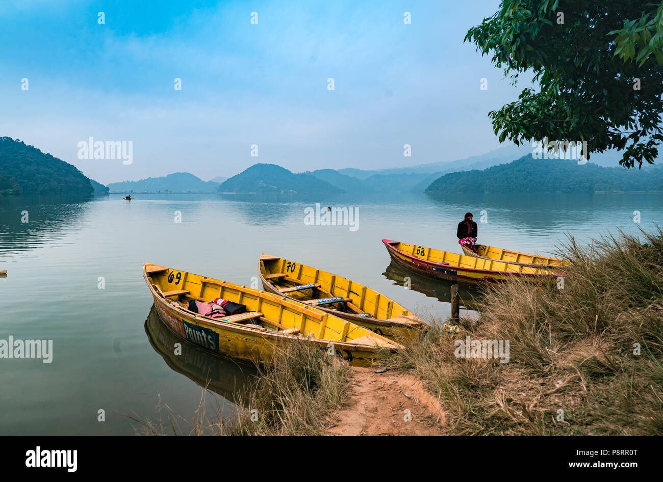 Nepali boat ride Stock Photo - Alamy