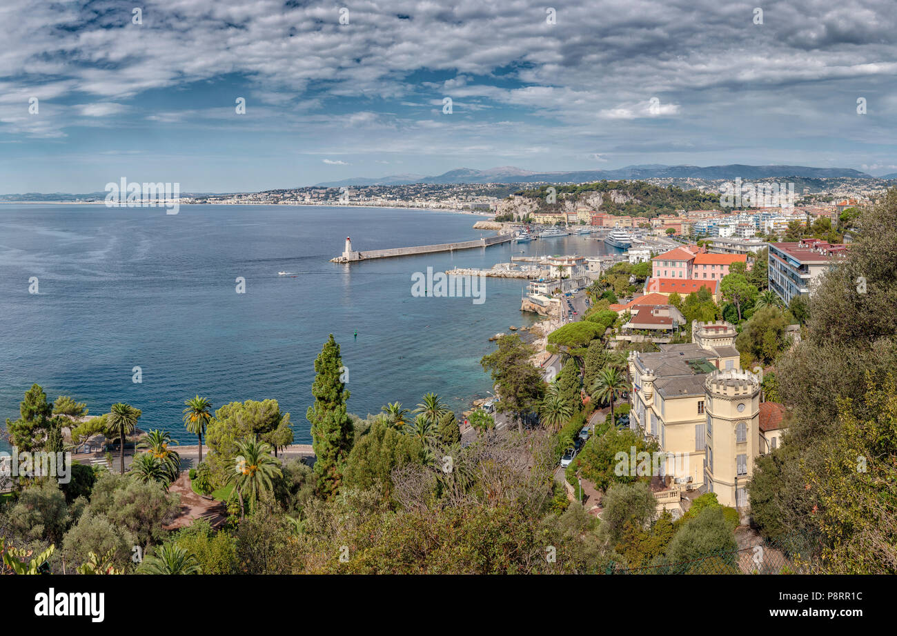 Jardin Felix Raineau and the port entrance, Nice, France Stock Photo ...