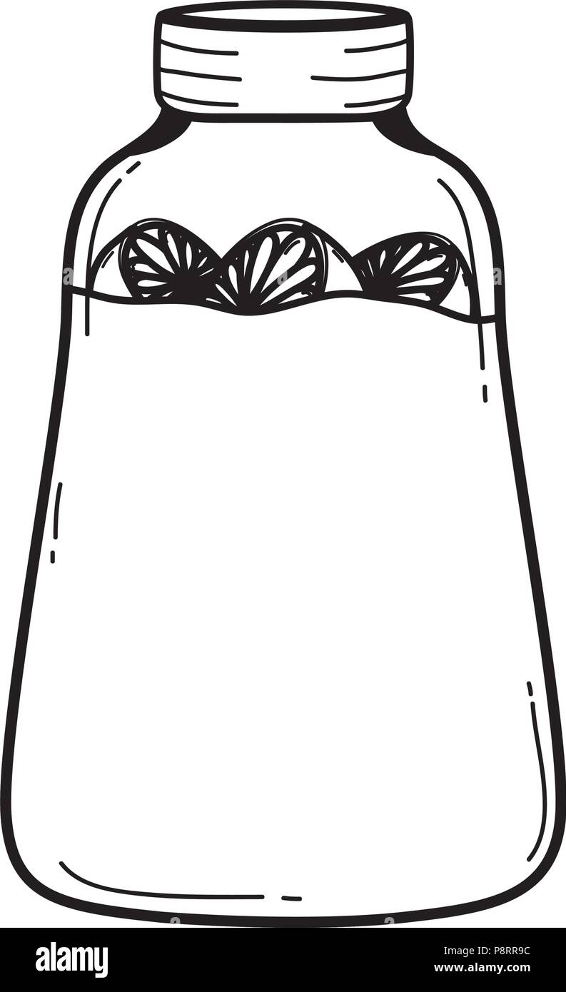 line mason jar with lemons fruits preserve vector illustration Stock ...