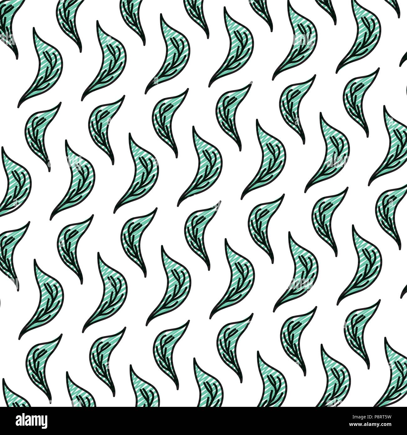 doodle cute natural leaf style background vector illustration Stock ...