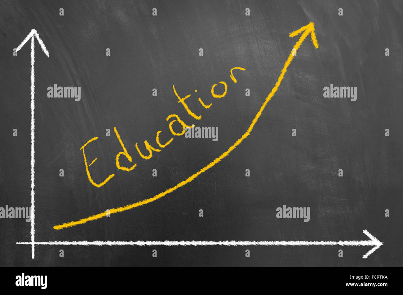 Education arrow up chalk chart on blackboard or chalkboard as ...