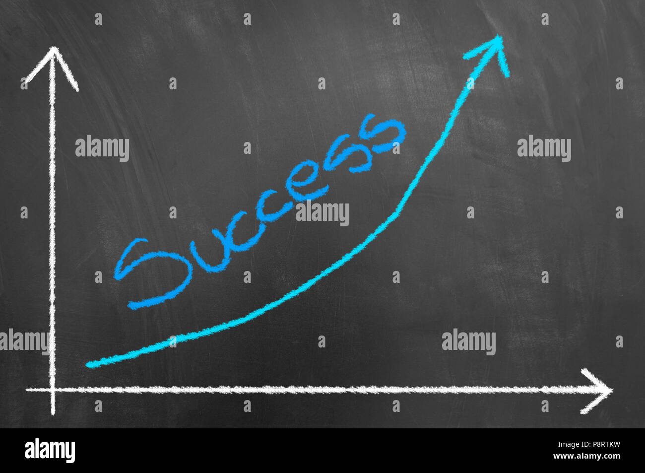 Success growing up arrow chart on blackboard or chalkboard as business ...