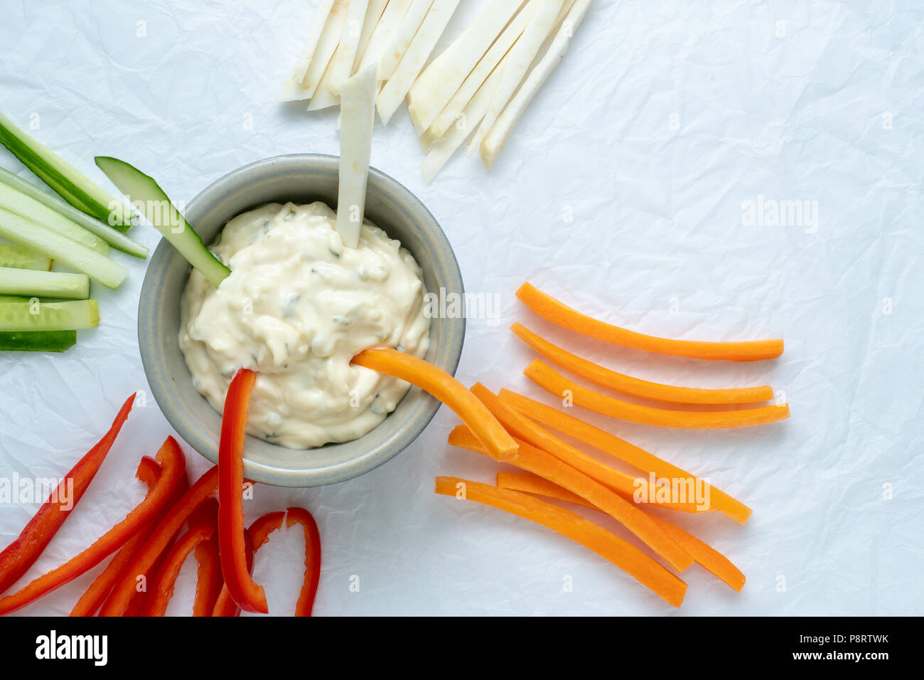 Raw vegetables as stick with dip hi-res stock photography and images ...