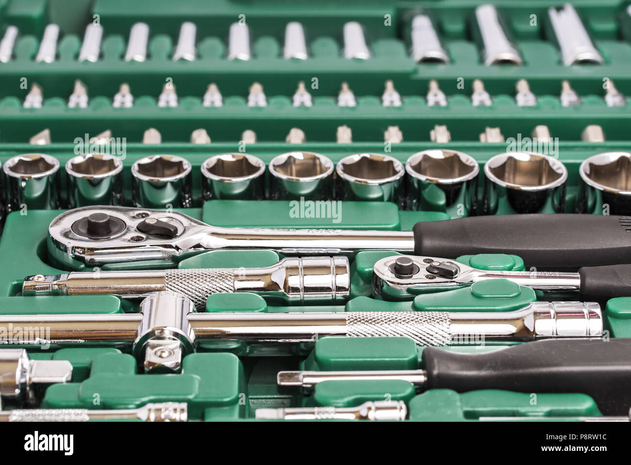 Tools and wrenches. Socket wrench. Small tools Stock Photo - Alamy