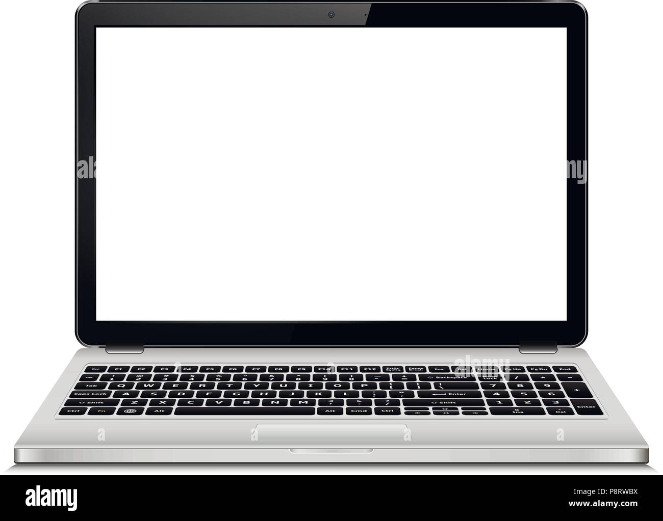 Laptop with blank screen isolated on white background. Vector ...