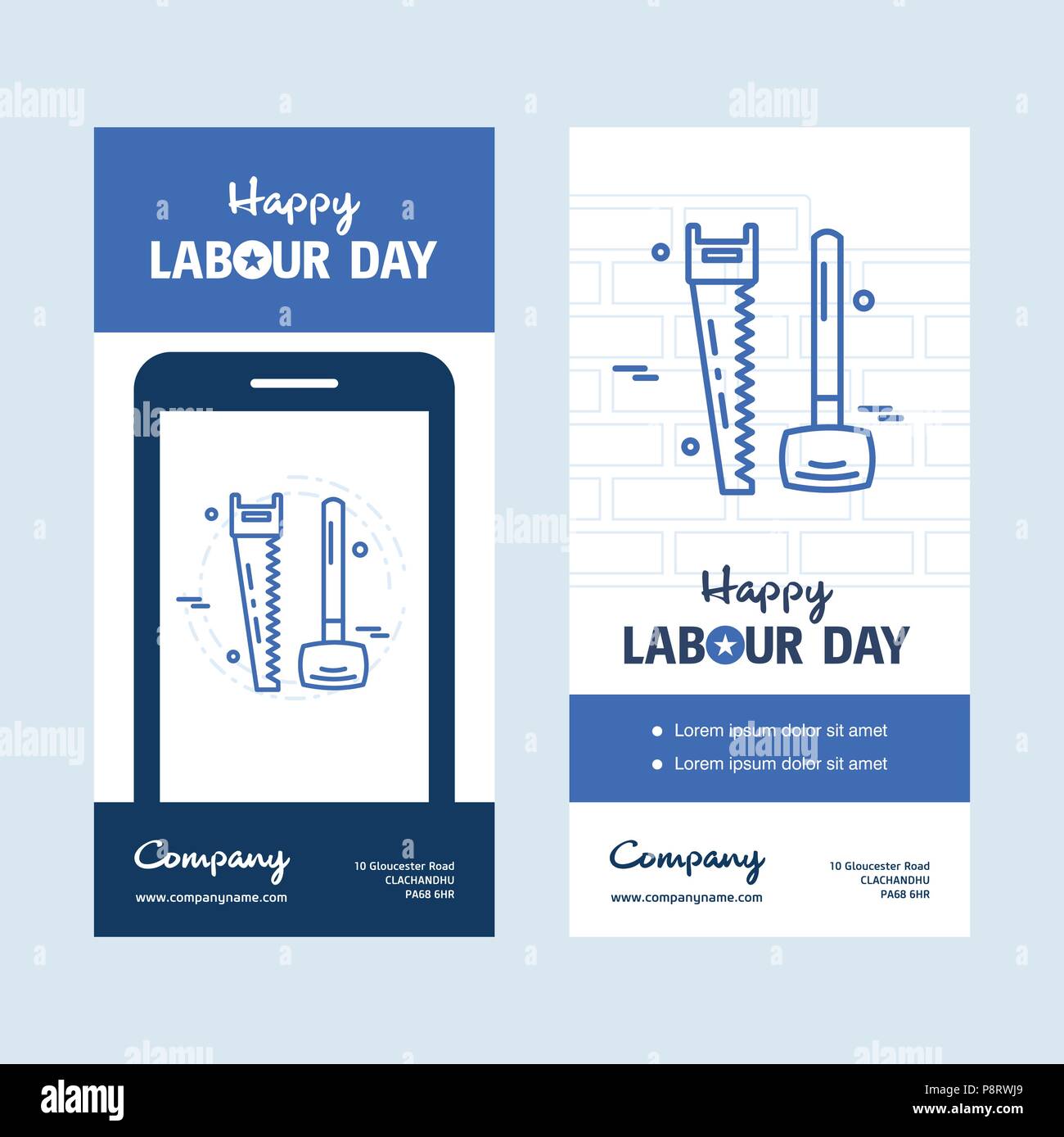 Happy Labour day design with blue theme vector. For web design and application interface, also ...