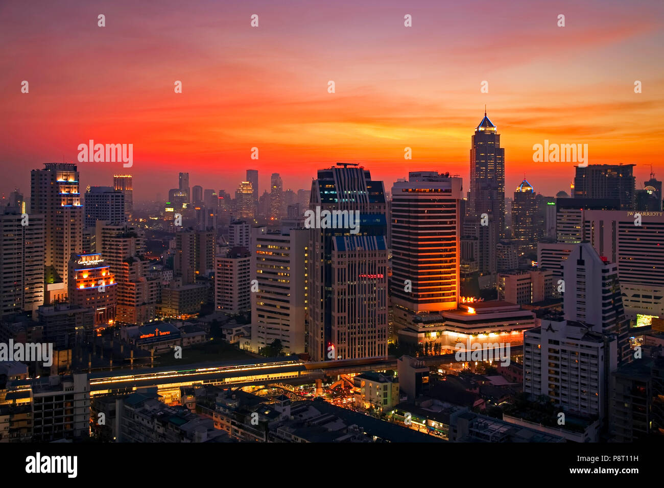 Bangkok city skyline at sunset, Thailand Stock Photo - Alamy