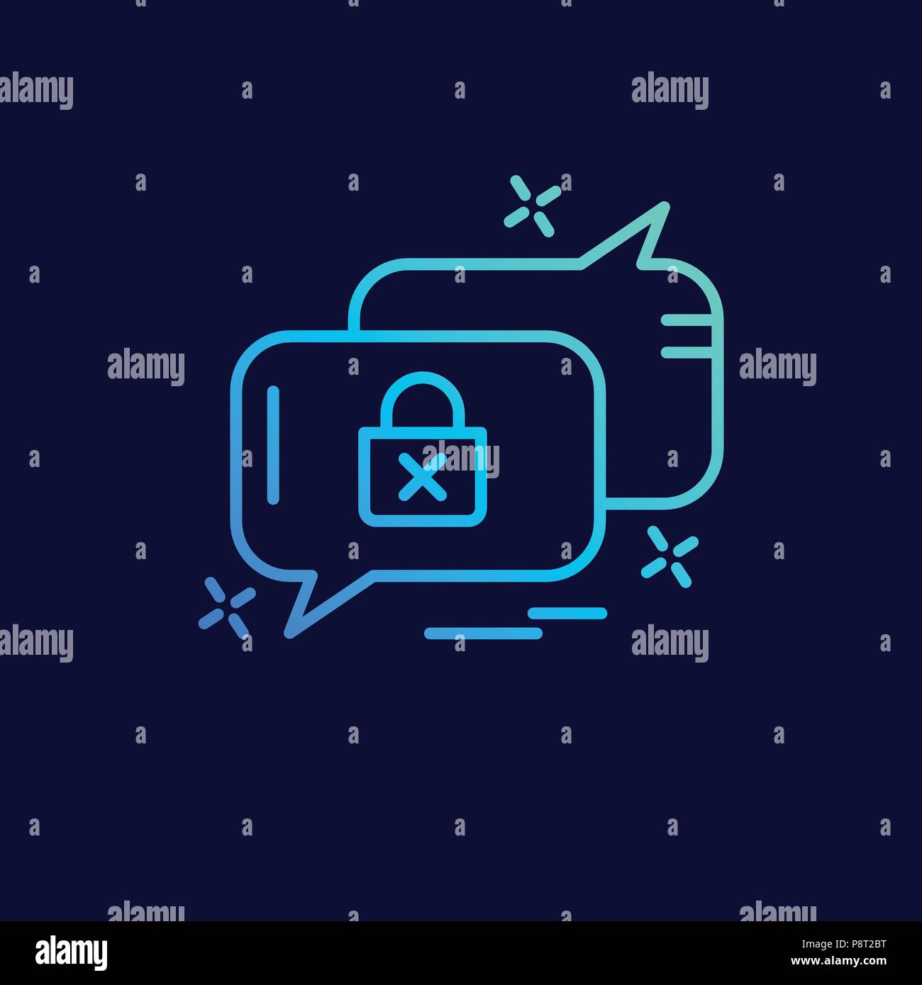 Cyber security neon icon with blue background. For web design and ...