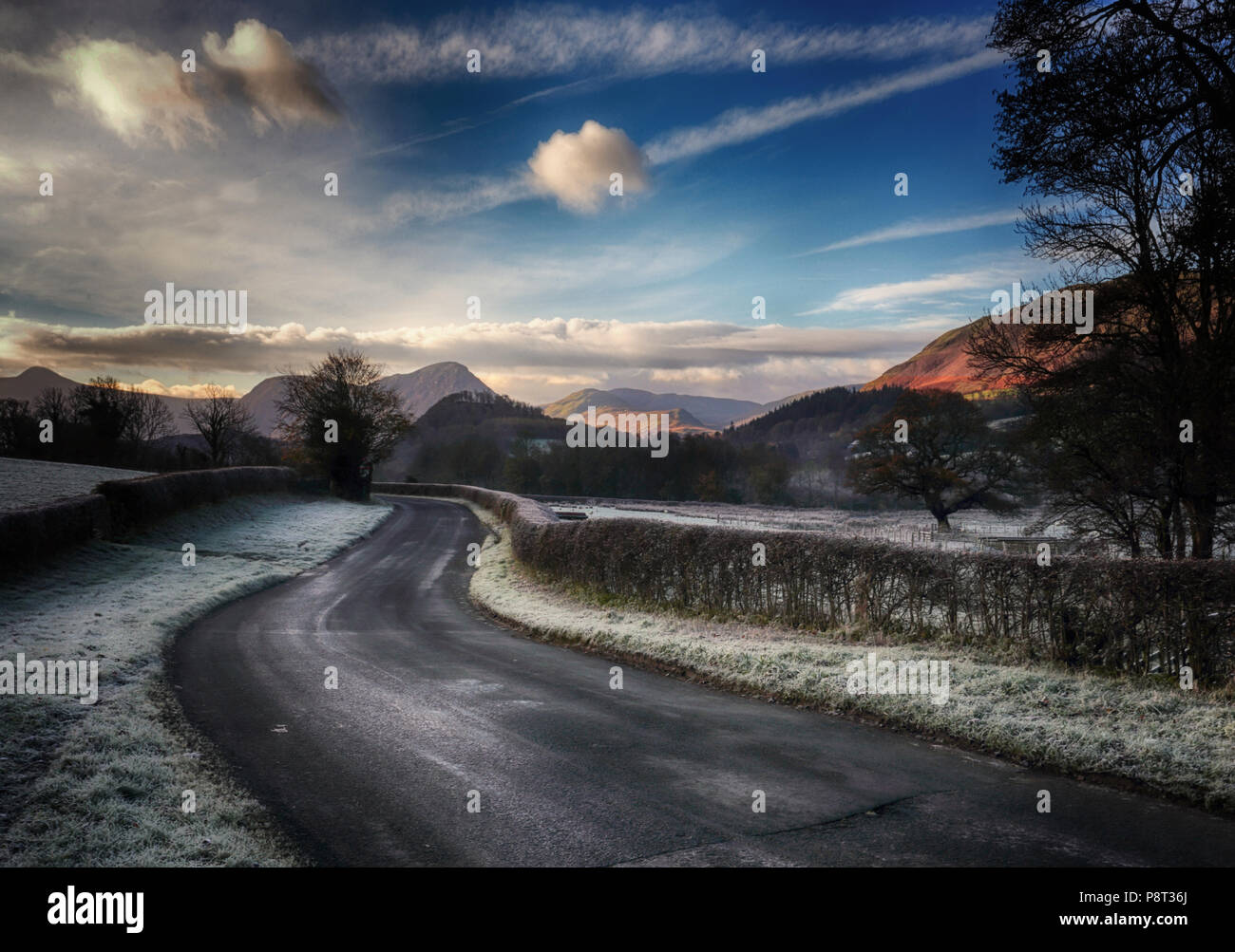 Winter Road in Cumbrian Lake District Stock Photo - Alamy