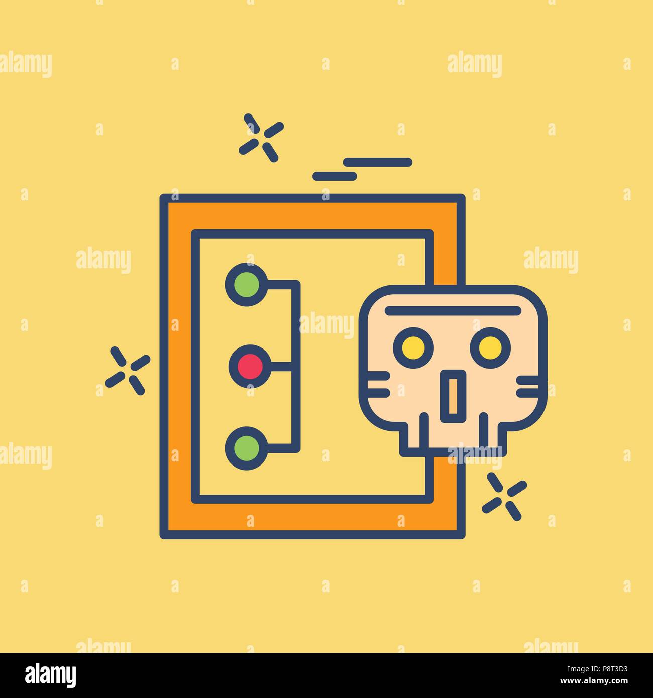 Cyber security colored icon with yellow background. For web design and ...