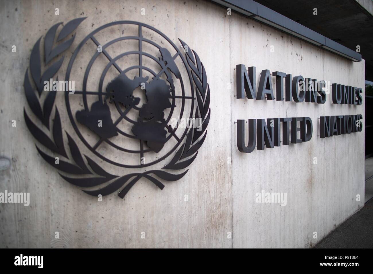 Geneva, Switzerland, 18 August 2016: Exterior view of the main entrance ...