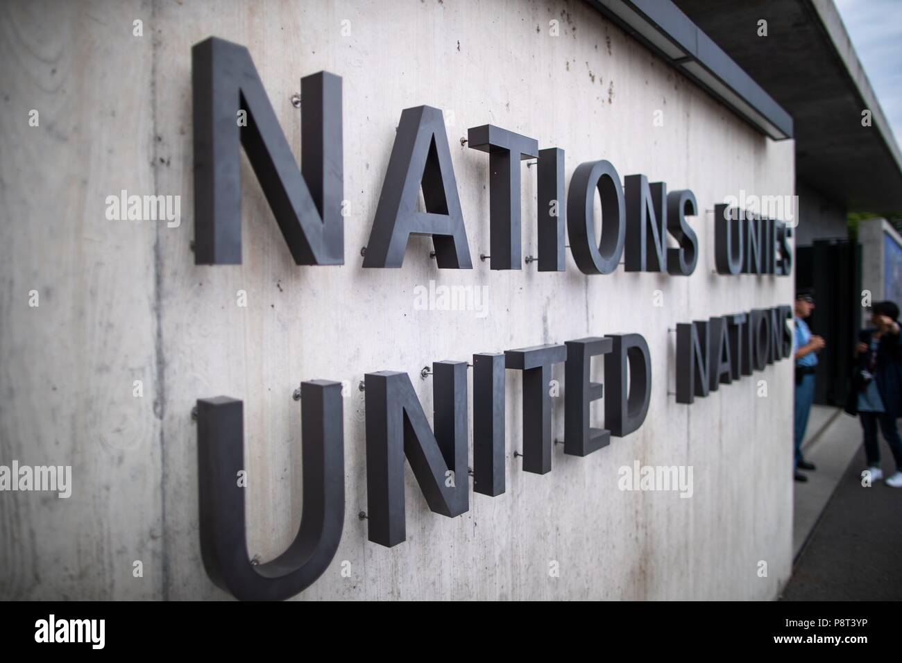 Geneva, Switzerland, 18 August 2016: Exterior view of the main entrance ...