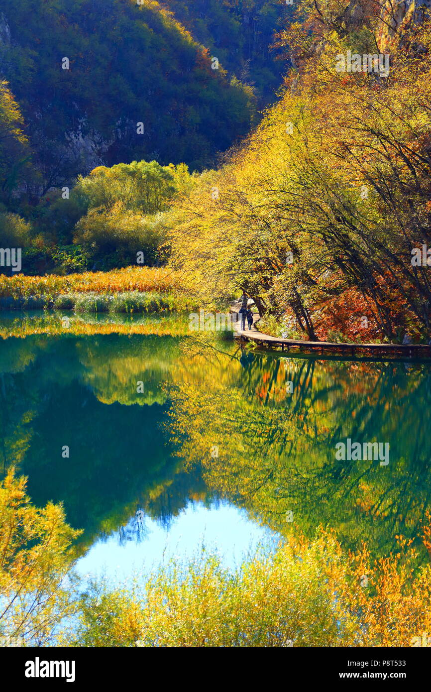 Fall landscape in National park Plitvice lakes in Croatia Stock Photo ...