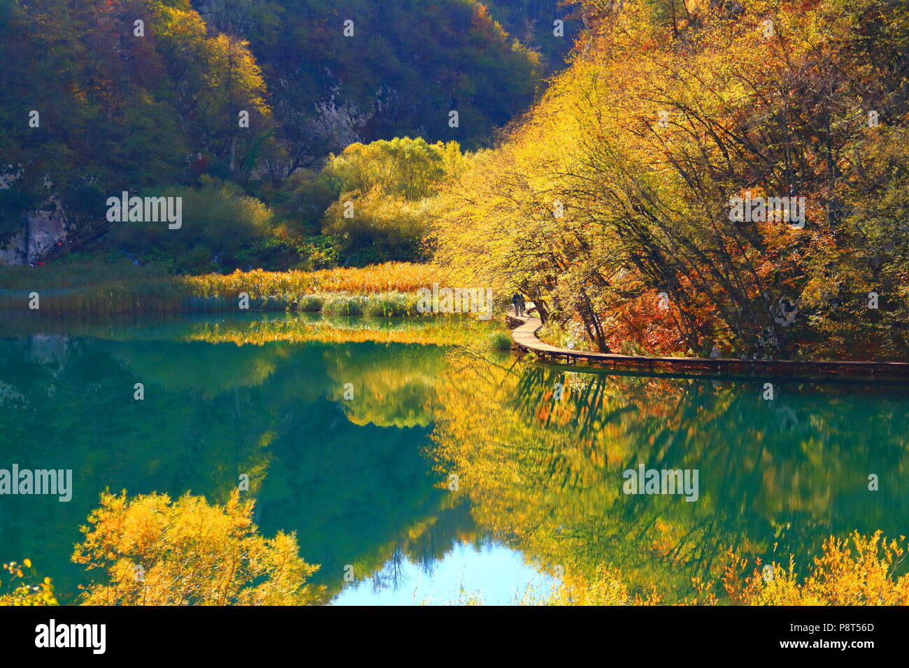 Fall landscape in National park Plitvice lakes in Croatia Stock Photo ...