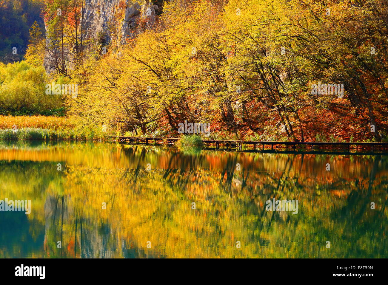 Fall landscape in National park Plitvice lakes in Croatia Stock Photo ...
