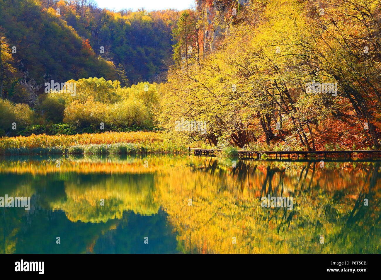 Fall landscape in National park Plitvice lakes in Croatia Stock Photo ...