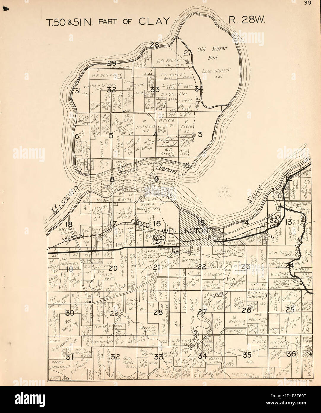 . 42 Atlas of Lafayette County, Missouri. LOC 2008629005-23 Stock Photo ...