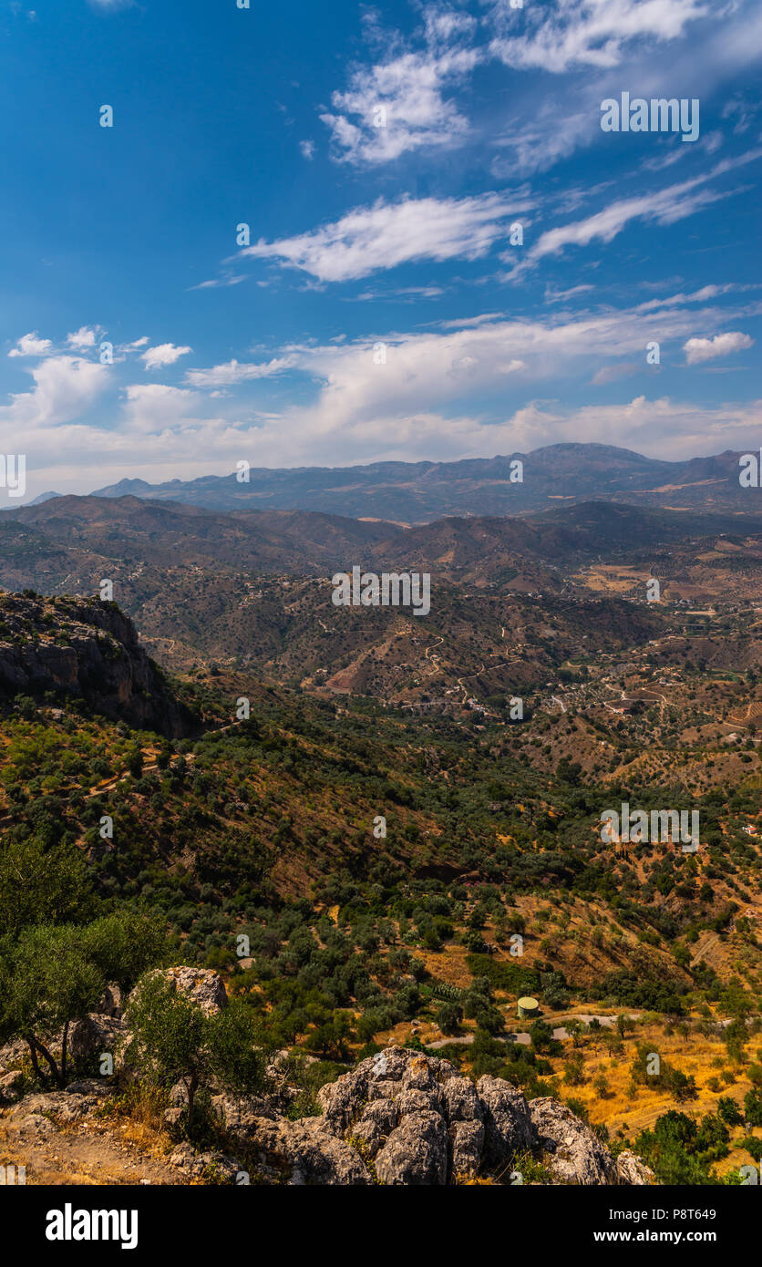 beautiful view of the mountains in the region of Andalusia, houses and ...
