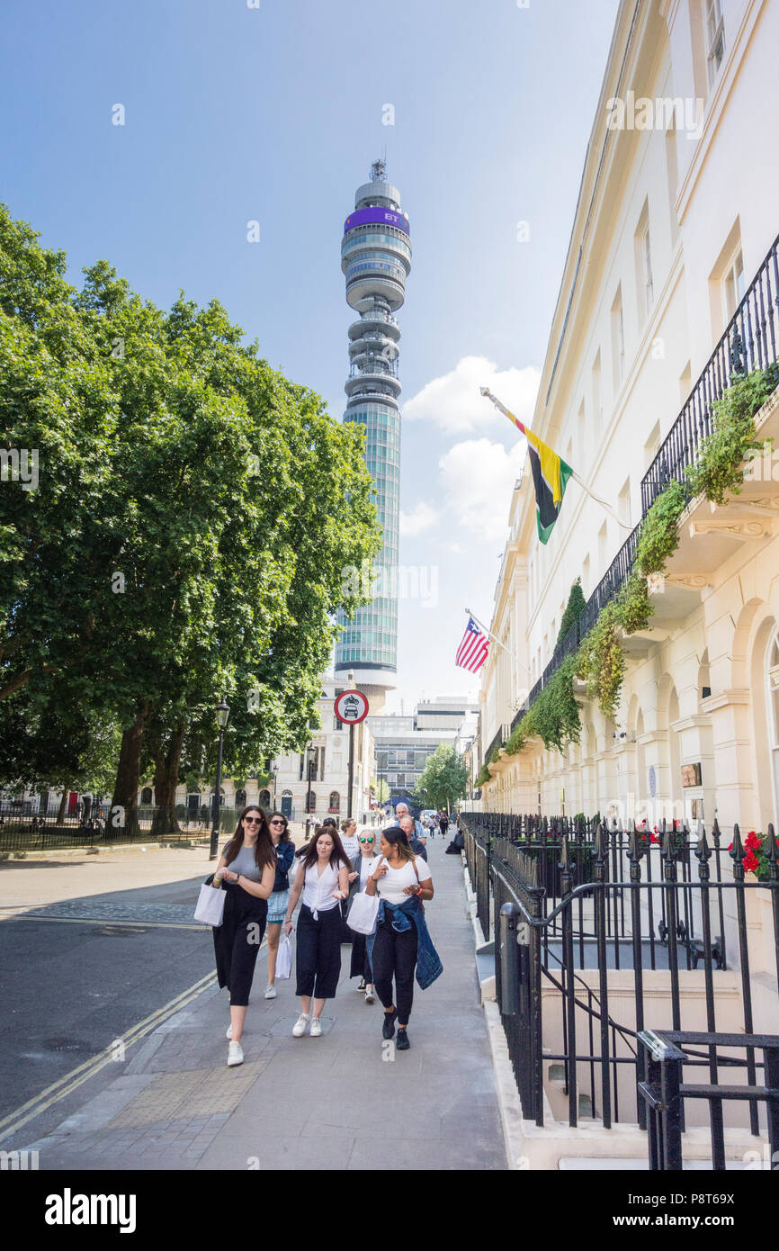 The BT Tower from Fitzroy Square - a communications tower in London ...