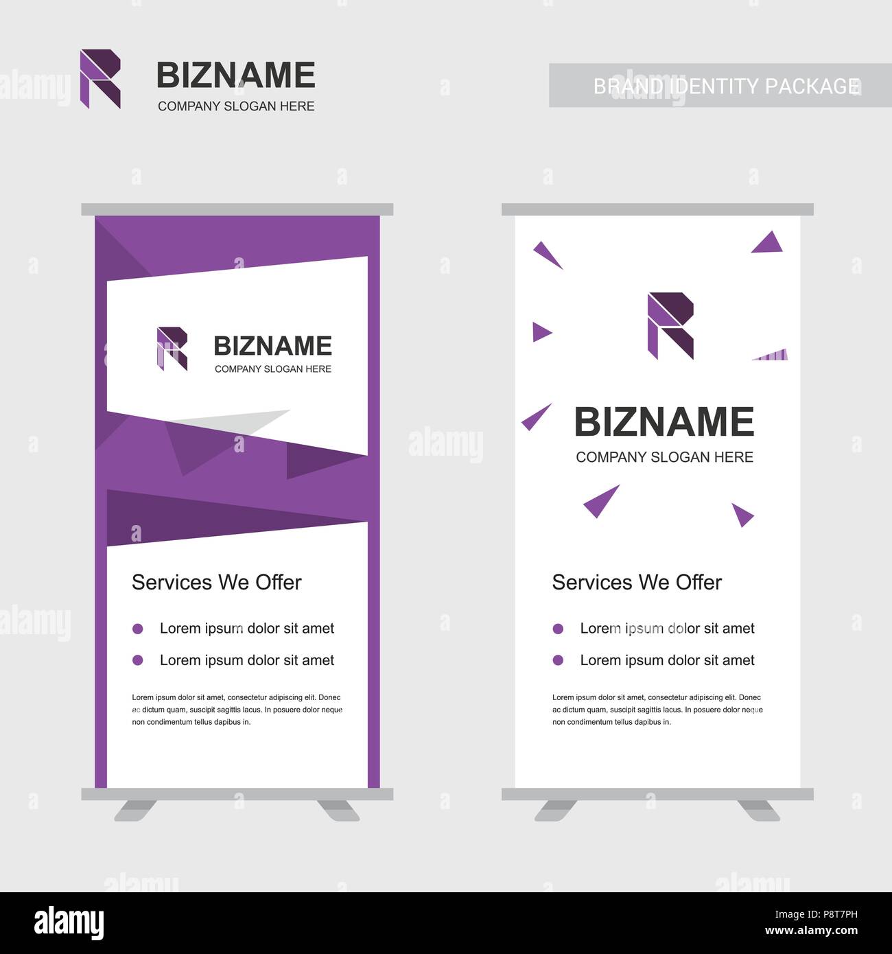 COmpany banners with R logo and purple theme vector. For web design and ...
