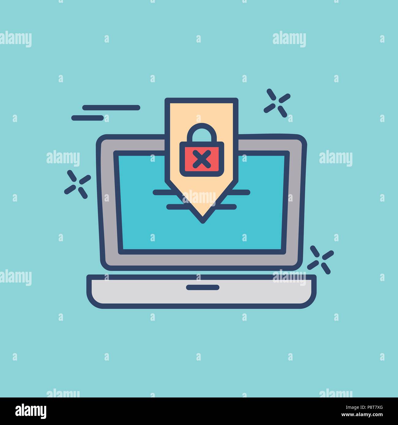 Cyber security colored icon with blue background. For web design and ...