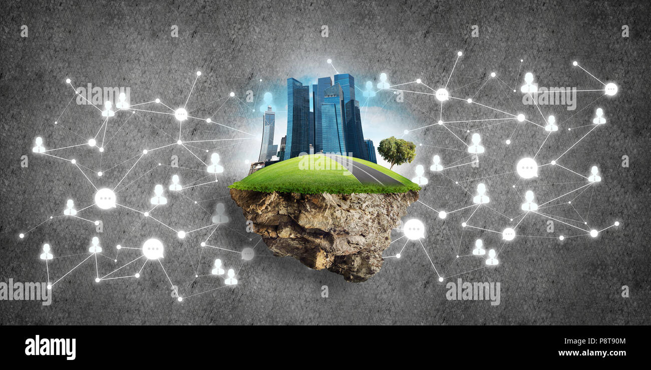 Concept of modern networking technologies and eco green construction ...