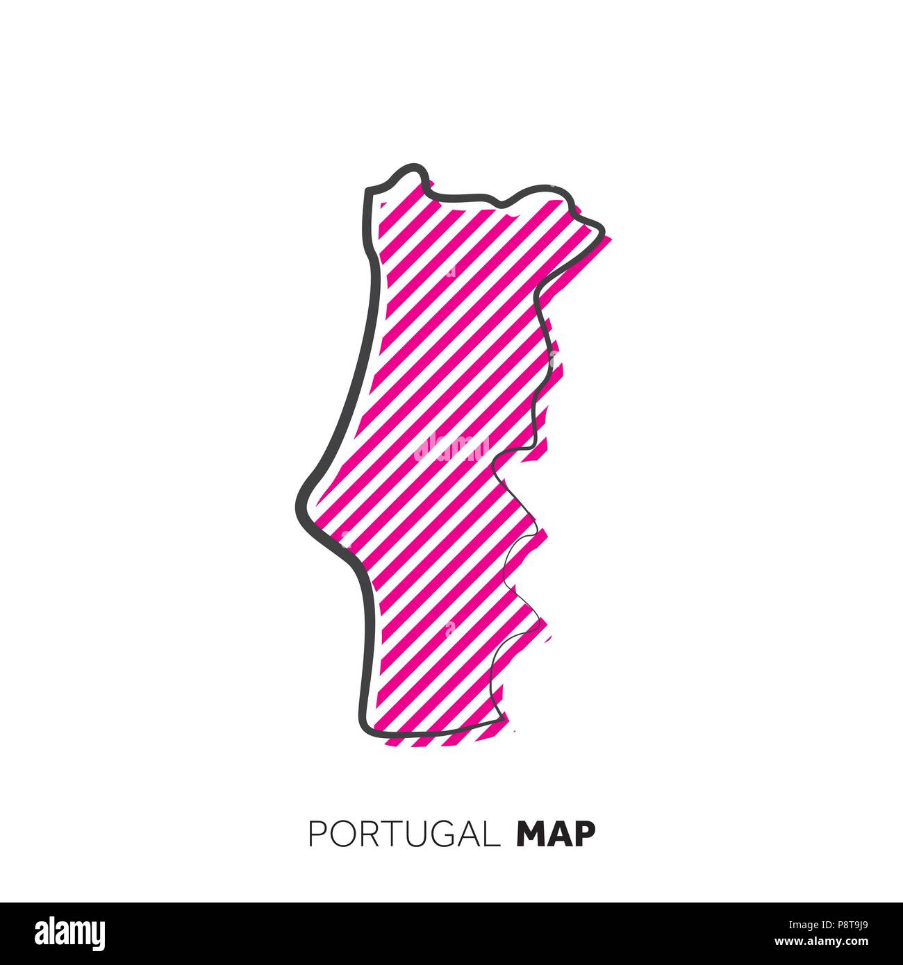 Portugal vector country map. Map outline with dots Stock Vector Image ...