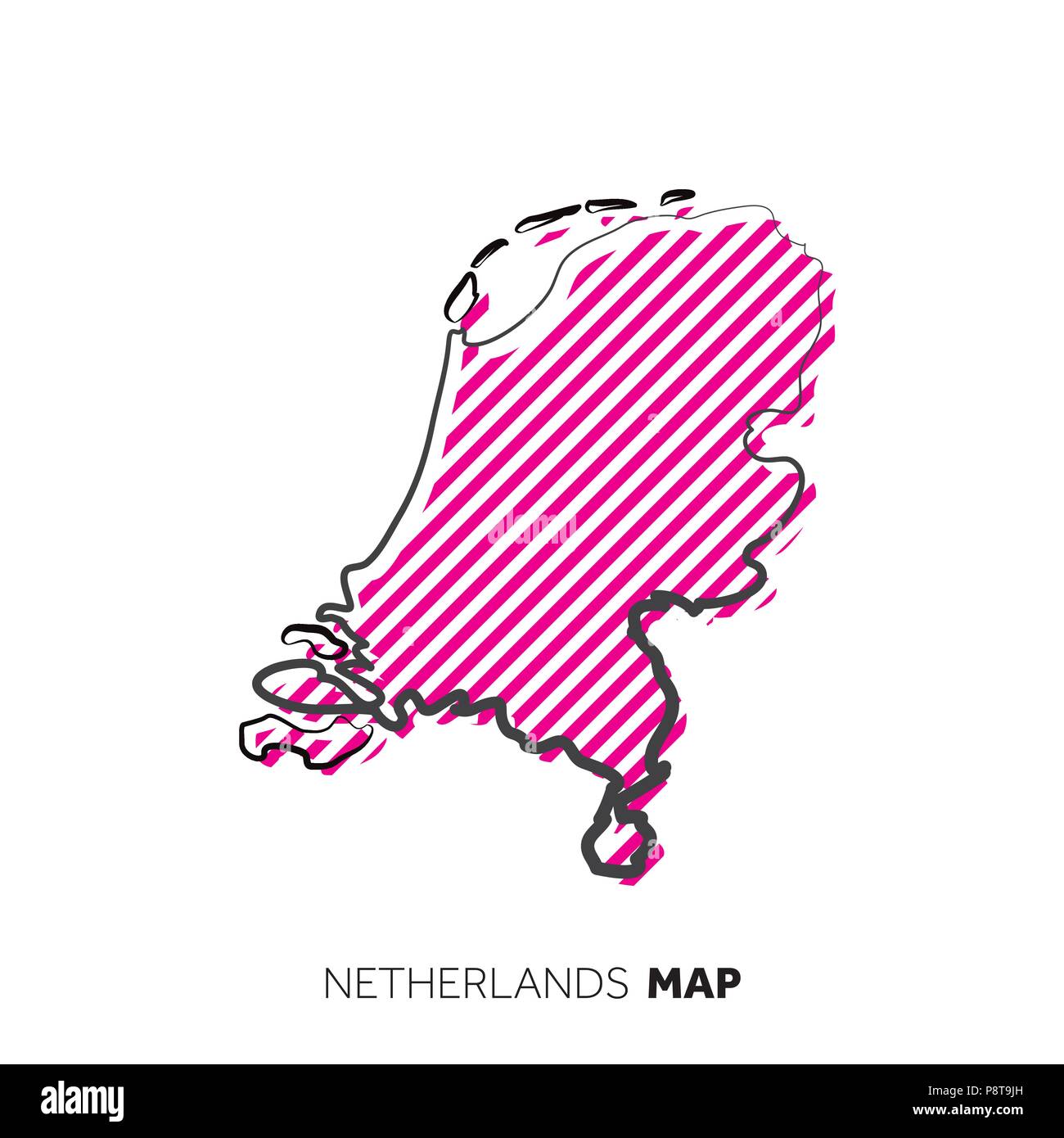 Netherlands vector country map. Map outline with dots Stock Vector ...