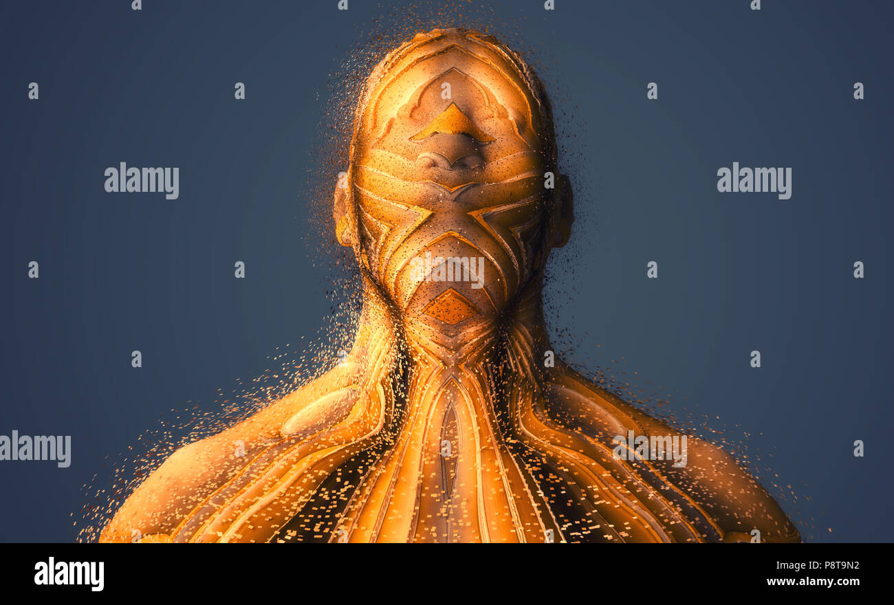 3d render. Head Human shattered portrait Stock Photo - Alamy